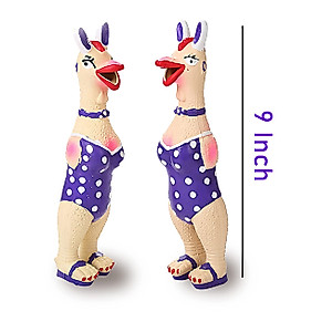 DAJOOEE Screaming Rubber Chicken Dog Squeaky Toy, 9 Inch Tall, Latex Chew Molar Dog Toy,1pcs