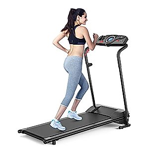 GYMAX Folding Treadmill, Electric Motorized Running Machine with 12 Preset Programs & LCD Monitor, Compact Home Gym Running Treadmill for Small Space, Cardio Training Fitness Equipment