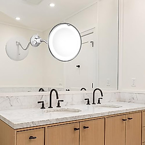 KEDSUM Flexible Gooseneck 6.8" 10X Magnifying LED Lighted Makeup Mirror, Bathroom Magnification Vanity Mirror with Suction Cup, 360 Degree Swivel, Daylight, Battery Operated, Cordless & Travel Mirror