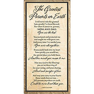 Greatest Parents Wood Wall Frame Art Plaque | 8.5 inches x 12.5 inches | Wall Hanger and Easel Back | The Greatest Parents on Earth | by James Lawrence