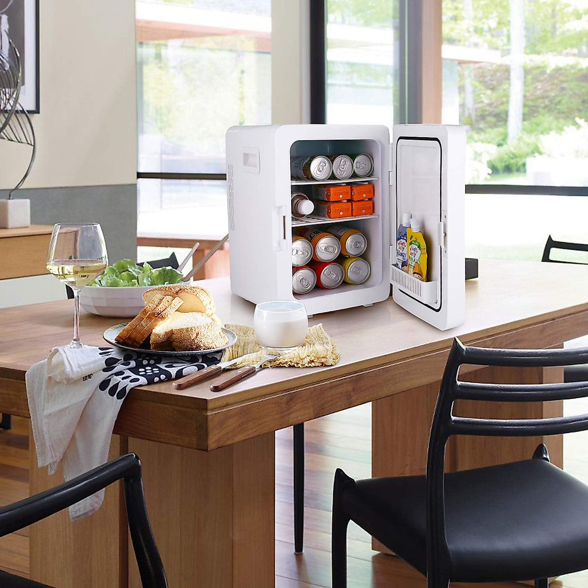 Nictemaw Mini Fridge Electric Cooler and Warmer, Mini Fridge with LCD Display and Digital Thermostat, Single Door Portable Makeup Skincare Fridge for Cars, Road Trips, Homes, Offices & Dorms