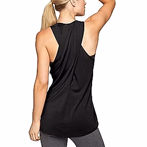 Mippo Womens Workout Tops Yoga Tops Gym Tennis Shirts Athletic Wear Womens Activewear Tops Athletic Clothing Long Workout Racerback Tank Tops for Women Black S