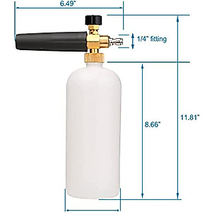 Adjustable Foam Cannon 1 Liter Bottle Snow Foam Lance with 1/4" Quick Connector Foam Blaster for Pressure Washer Gun,Heavy Duty Brass Knob