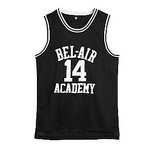 Amzdest 90s The Fresh Prince of Bel Air Academy #14 Jersey Shirt for Men and Women, Unisex Basketball Jersey for Theme Party (Black, Medium)