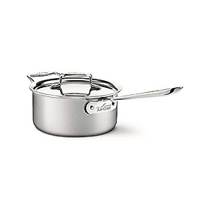 All-Clad D5 5-Ply Stainless Steel Sauce Pan with Lid 3 Quart Induction Oven Broil Safe 600F Pots and Pans, Cookware