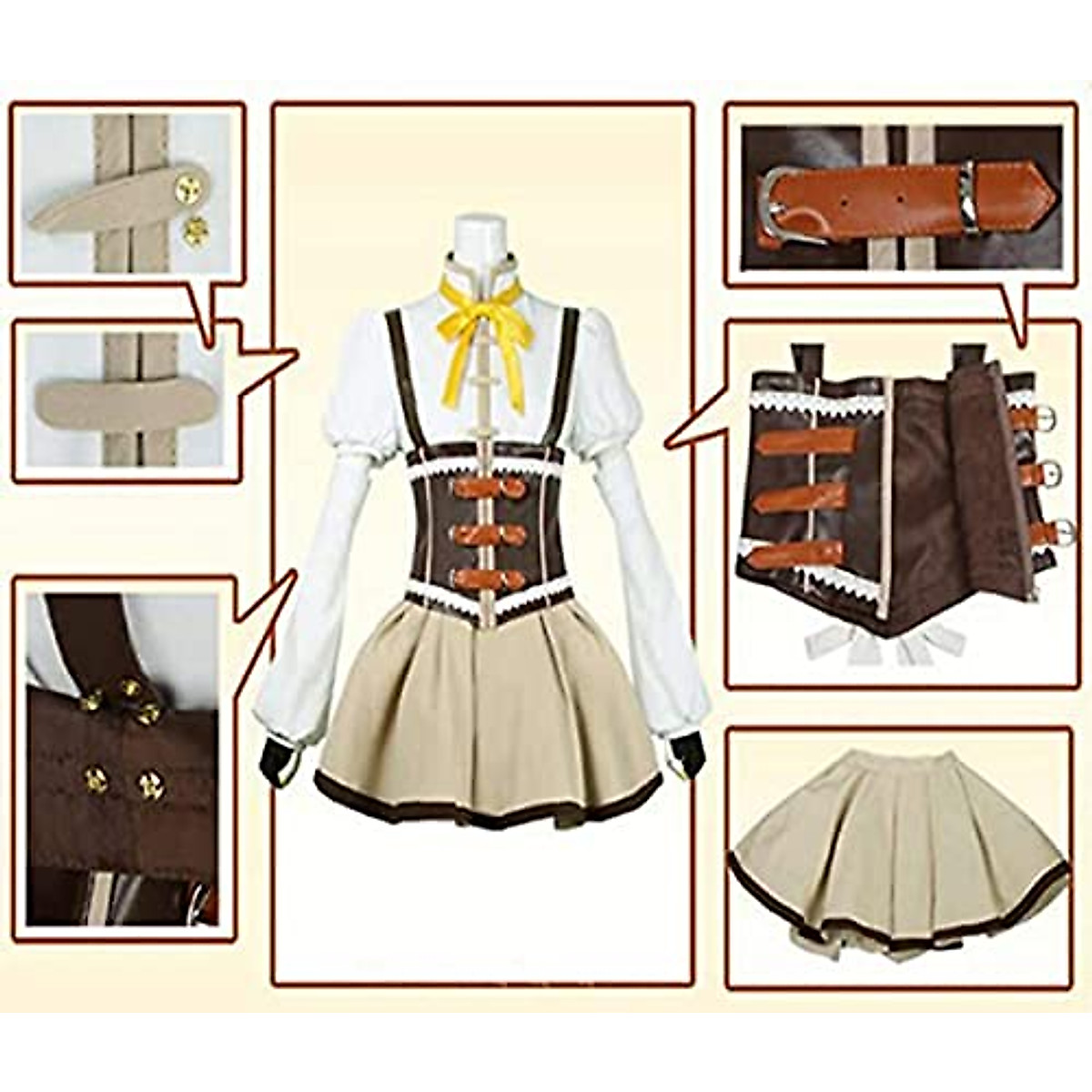 BoerMee Tomoe Mami Cosplay Costume Puella Magi Madoka Magica Cosplay Dress Anime Lolita Skirt Halloween (Tomoe Mami, S)