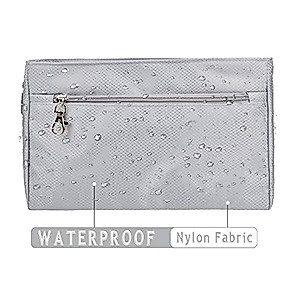 Vercord Expandable Nylon Handbag Purse Organizer Insert Liner Shaper Bag in Bag Beige Grey XLarge