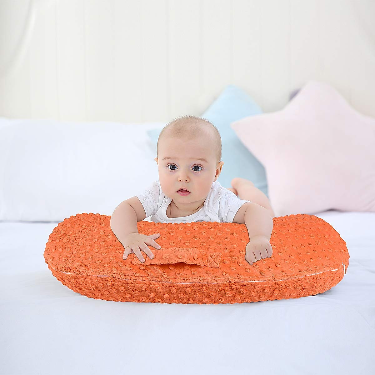 Removable Slipcover for Newborn Lounger, Super Soft Premium Minky Dot Baby Lounger Cover, Ultra Comfortable, Safe for Babies (Orange)