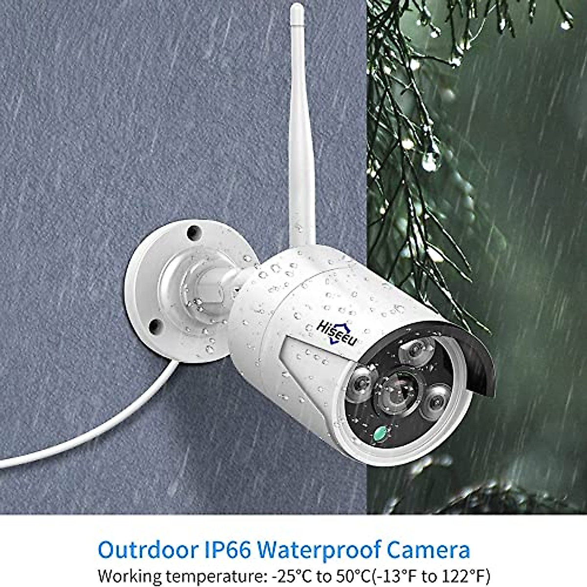 Hiseeu Camera Add on 3MP Outdoor Wireless Security Camera, Waterproof Outdoor Indoor 3.6mm Lens IR Cut Day & Night Vision with Power Adapter, Compatible 10CH Wireless Security Camera System