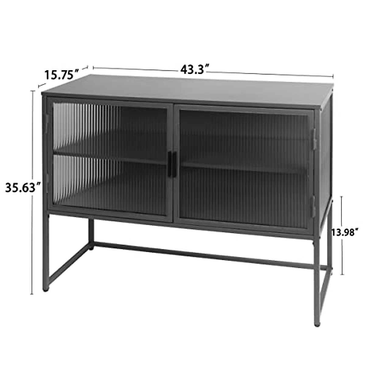 NOSGA Retro Style Fluted Glass Sideboard Storage Cabinet Simple Modern Console Table Detachable Wide Shelves Enclosed Dust-Free Storage Bottom Space for Living Room Bathroom Dining Room,Gray