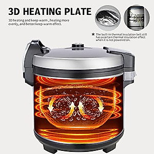 Onlicuf Commercial Electric Stainless Steel Rice Cooker 60-Cup Cooked (30-Cup UNCOOKED) 1350W for Restaurant