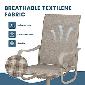 DIFY 7 PCS Patio Dining Set, Outdoor Dining Furniture Set with 47.2" Round Dining Table with Umbrella Hole & 6 Patio Swivel Curved Armrests Chairs for Yard Garden Porch Lawn, Sandshell