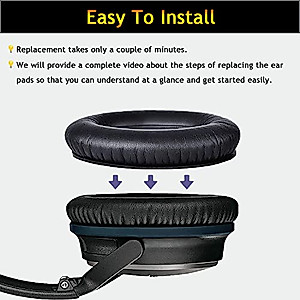 BINGLE Upgraded QC35 Replacement Ear Pads for Bose & Sound Insulation Bose Quietcomfort 35 ii Replacement Earpads, Added Thickness QC35 Replacement Pads with Soft Leather, Memory Foam Black