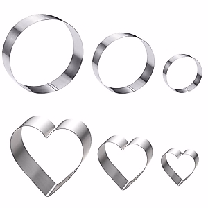 Large Round and Heart Cake Ring Set-4/6/8 Inch Biscuit Cutter Stainless Steel