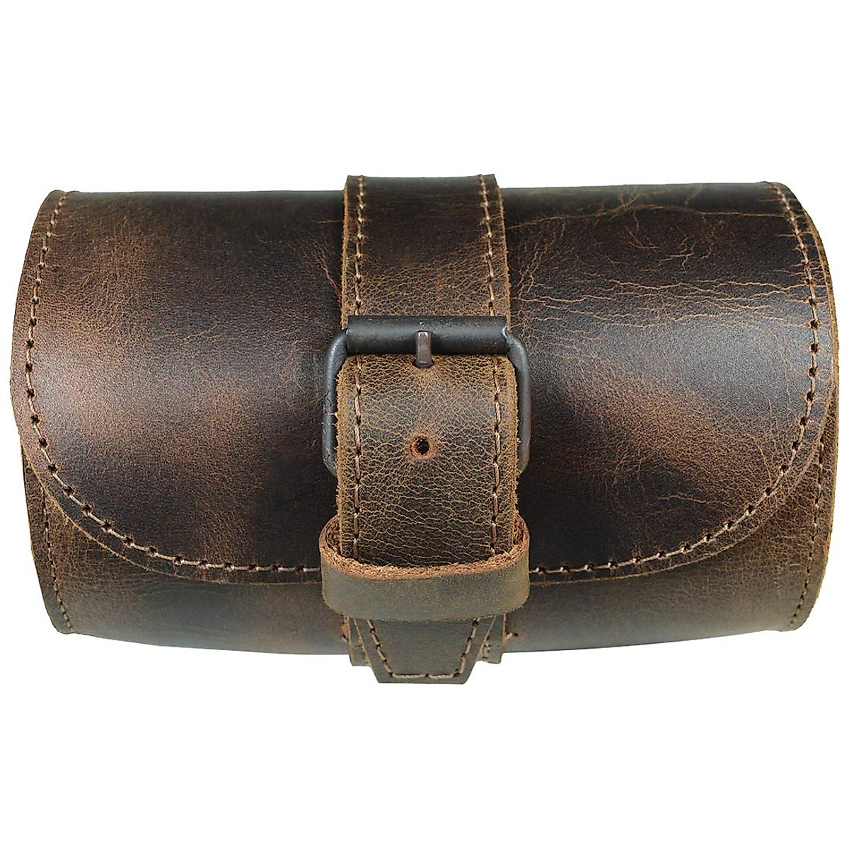 Hide & Drink, Cylinder Watch Case with Cushion, Storage Box, Jewelry Organizer, Travel Accessories, Full Grain Leather, Handmade, Bourbon Brown