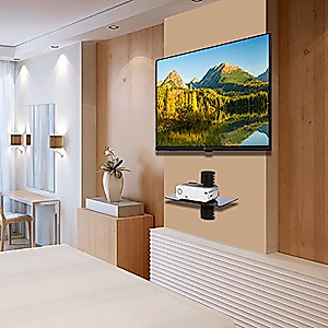 WALI Floating Entertainment Center Shelves, Holds Up to 17.6lbs, TV Shelf with Strengthened Tempered Glasses for DVD Players, Cable Boxes, Games Consoles, TV Accessories (CS201B), 1 Shelf, Black