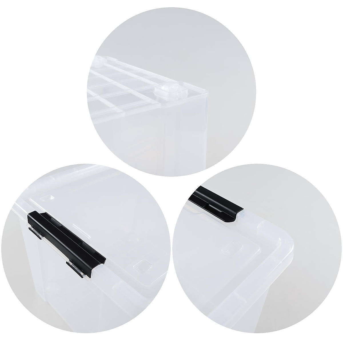 Lesbin 4-Pack 50 L Clear Plastic Storage Bin, Large Clear Latch Box with Wheels