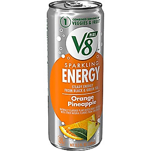 V8 +SPARKLING ENERGY Orange Pineapple Energy Drink, Made with Real Vegetable and Fruit Juices, 11.5 FL OZ Can (Pack of 12)