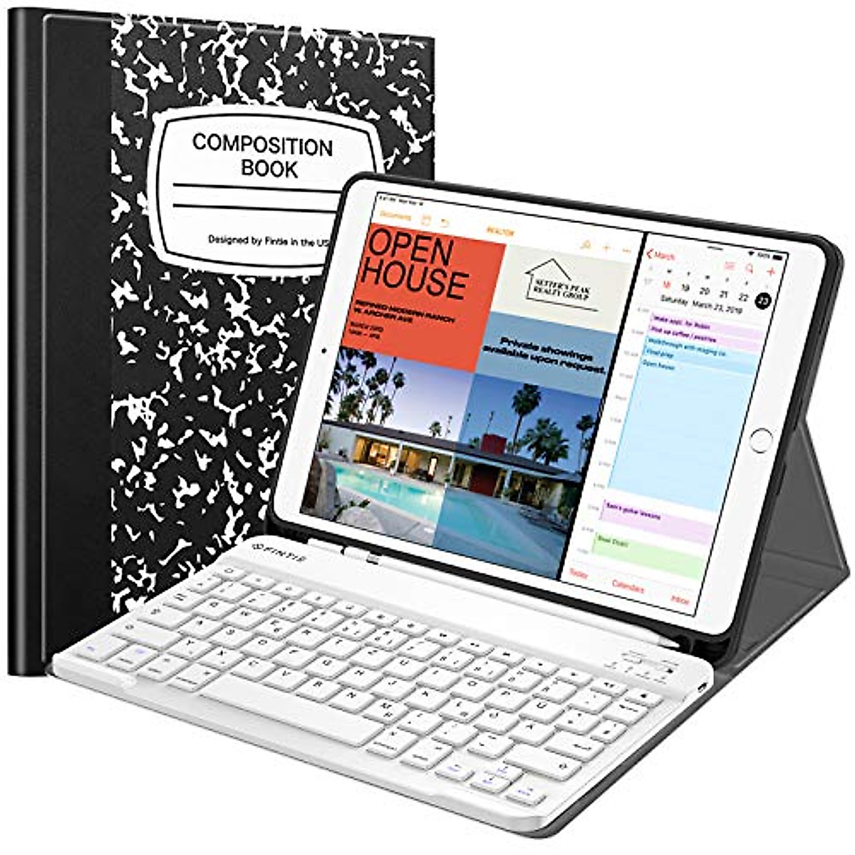 Fintie Keyboard Case w/Pencil Holder for iPad Air 3rd Gen 10.5" 2019 / iPad Pro 10.5" 2017 - SlimShell Soft TPU Back Protective Cover w/Magnetically Detachable Wireless Bluetooth Keyboard, Composition