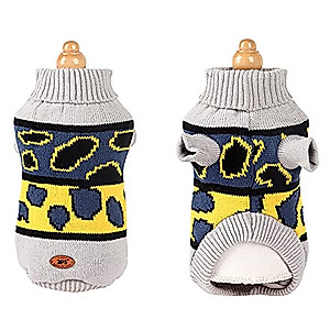 Dog Sweaters, Winter Dog Clothes, Warm Pet Coat Ugly Dog Vest Turtleneck Pet Knit Sweater Halloween Costumes for Small Medium Dog Cat(Grey, M)