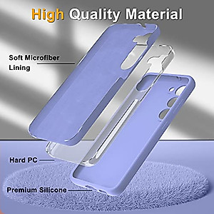 YENAPOON for Samsung Galaxy S23 Plus Case and 2 Pack Tempered Glass Screen Protector, Slim Liquid Silicone Shockproof Protective Case - Elegant Purple