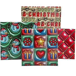 Dtiafu Stereoscopic Christmas Wrapping Paper Bundle - Unique Xmas Design with Snowman Merry Christmas - 20 x 28 Inch Per Sheet(8 Pcs)