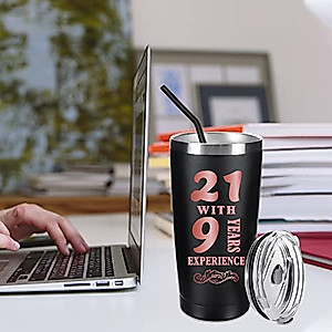 Henghere 30th Birthday Gifts for Women, 30th Birthday Gift for Friend, Mom，Sister, Wife, Aunt, Coworker, Happy 30 Year Old Birthday Decorations Women | Thermos Cup - Black