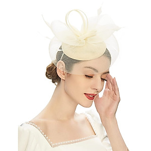Tea Party Fascinator Kentuckys Derbys Hat Fascinator Pillbox Hat Headband for Cocktail Man Head Band (Khaki, One Size)