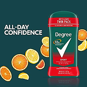 Degree Men Original Antiperspirant Deodorant for Men, Pack of 2, 48-Hour Sweat and Odor Protection, Sport 2.7 oz