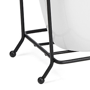 White Ceramic Utensil Holder, Flatware Caddy with Metal Stand (13 x 4 x 5 In)