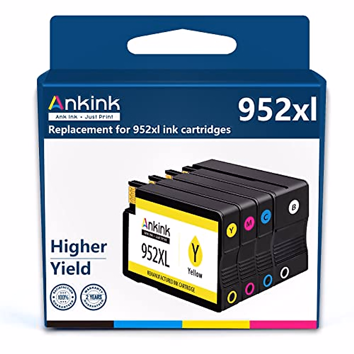 Ankink Remanufactured 952XL Ink Cartridges Combo Pack Black Color for HP 952 XL HP952XL HP952 for OfficeJet Pro 7740 8710 8720 8210 8715 8740 8702 8730 7720 Printer (Black Cyan Magenta Yellow 4-Pack)