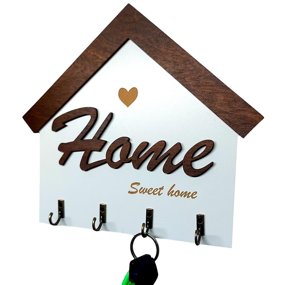 House Warming Presents for New Home, Home Sweet Home Wooden Key Rack, Personalized Key Holder for Wall, Custom Key Hanger with Family Name, Wedding Gifts for Couple, House Warming Presents for New Hom