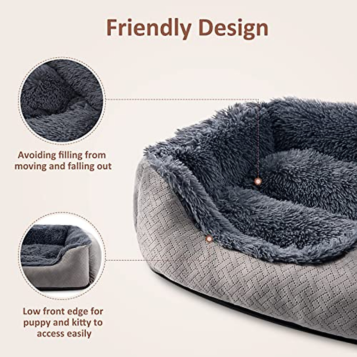 INVENHO Large Dog Bed for Large Medium Small Dogs, Rectangle Washable Dog Bed, Orthopedic Dog Sofa Bed, Durable Plush Pet Bed, Soft Calming Sleeping Puppy Bed with Anti-Slip Bottom L(30"x24"x9")