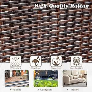 Devoko Patio Furniture Set 4 Pieces Outdoor Conversation Table and Chairs Wicker Patio Dining Sofa Set for Balcony Lawn Backyard