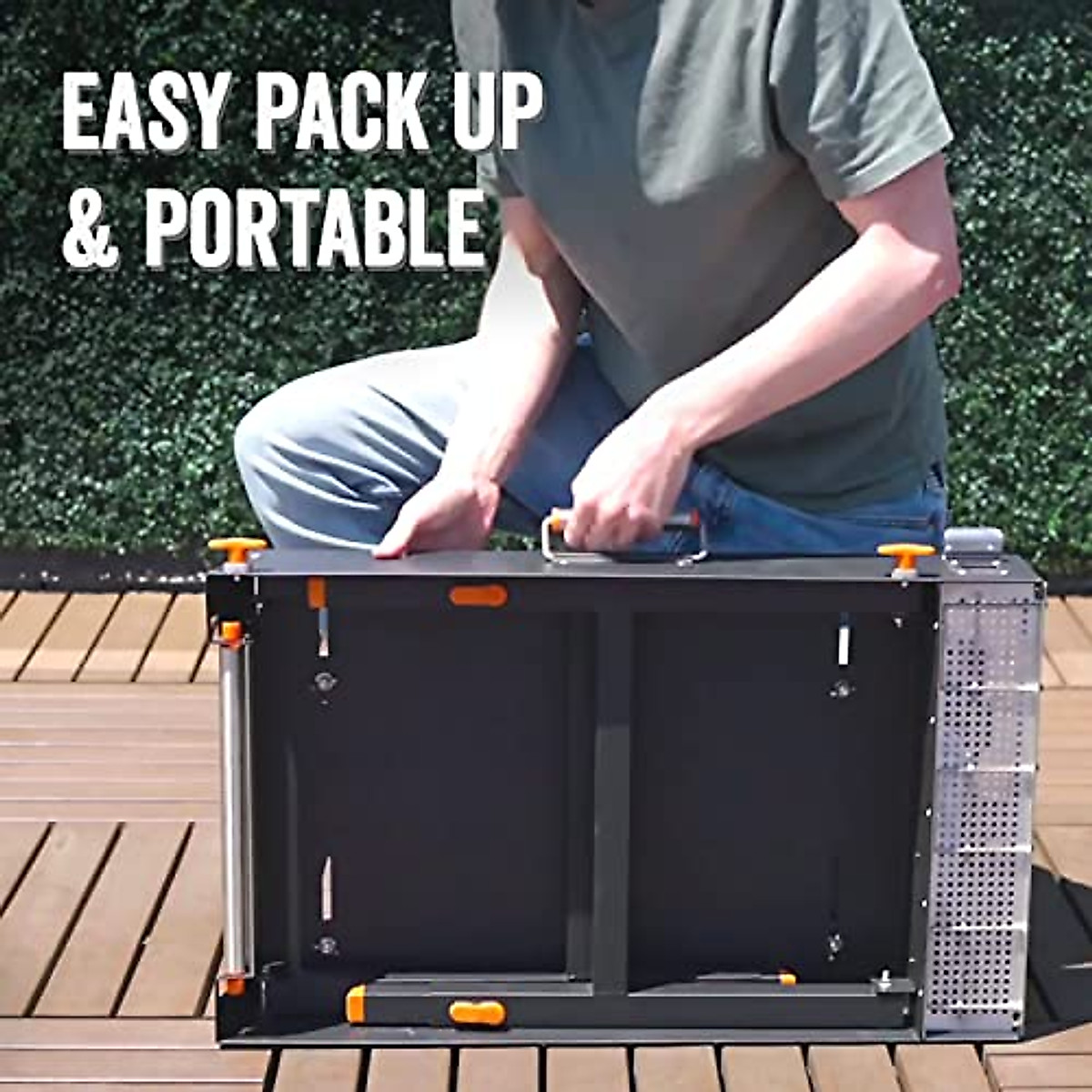 Yukon Glory Universal Portable Grill Table/Flat Top Grill Griddles Stand with Built in Grill Caddy - Designed to Fit Tabletop Blackstone Griddle & Many Others - Outdoor Cooking Camping & Tailgating