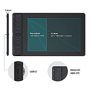 2023 HUION Inspiroy 2 Medium Drawing Tablet with Scroll Wheel 8 Customized Keys Battery-Free Stylus for Digital Art, Design, Sketch, 9x5inch Graphics Tablet Works with Mac, PC & Mobile, Black