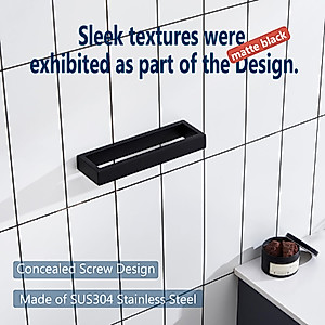 KOKOSIRI 24 Inch Double Towel Bars Bathroom Towel Ring Hand Towel Holder Stainless Steel Wall Mount Matte Black B5008BK-L24+B4008BK-L9