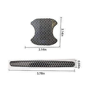 HUARXUNEG 8pcs Car Door Handle Scratched Protective Film Side Stick Scratched Door Protector Film Car Door Handle Reflective Strip Sticker Suitable for Most Car Models Black Honeycomb Pattern
