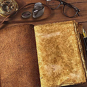 Leather Bound Journal - Handmade Antique Deckle Edge Paper - Leather Sketchbook - Book of Shadows Journal - Thick Journal - Vintage Journal for Men and Women Handcrafted Journal Travel Diary