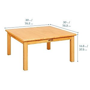 ECR4Kids 30in x 30in Square Hardwood Table with 14in Legs, Kids Furniture, Honey