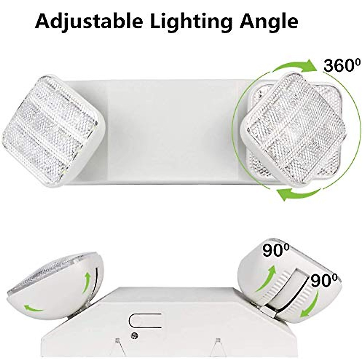 Litufine LED Emergency Lighting Fixtures with 2 Heads, Commercial Emergency Light with Battery Backup, UL 924 and CEC Qualified, 120-277 Voltage (2-Pack)