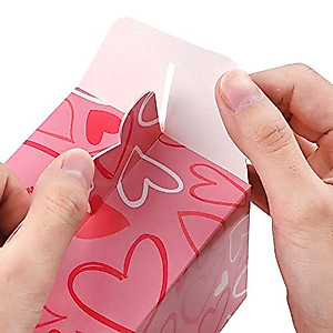 Moretoes 52 Pack Valentine Gable Treat Boxes Cardboard Paper Goodie Boxes Party Supplies, Candy Treat Cookie Boxes