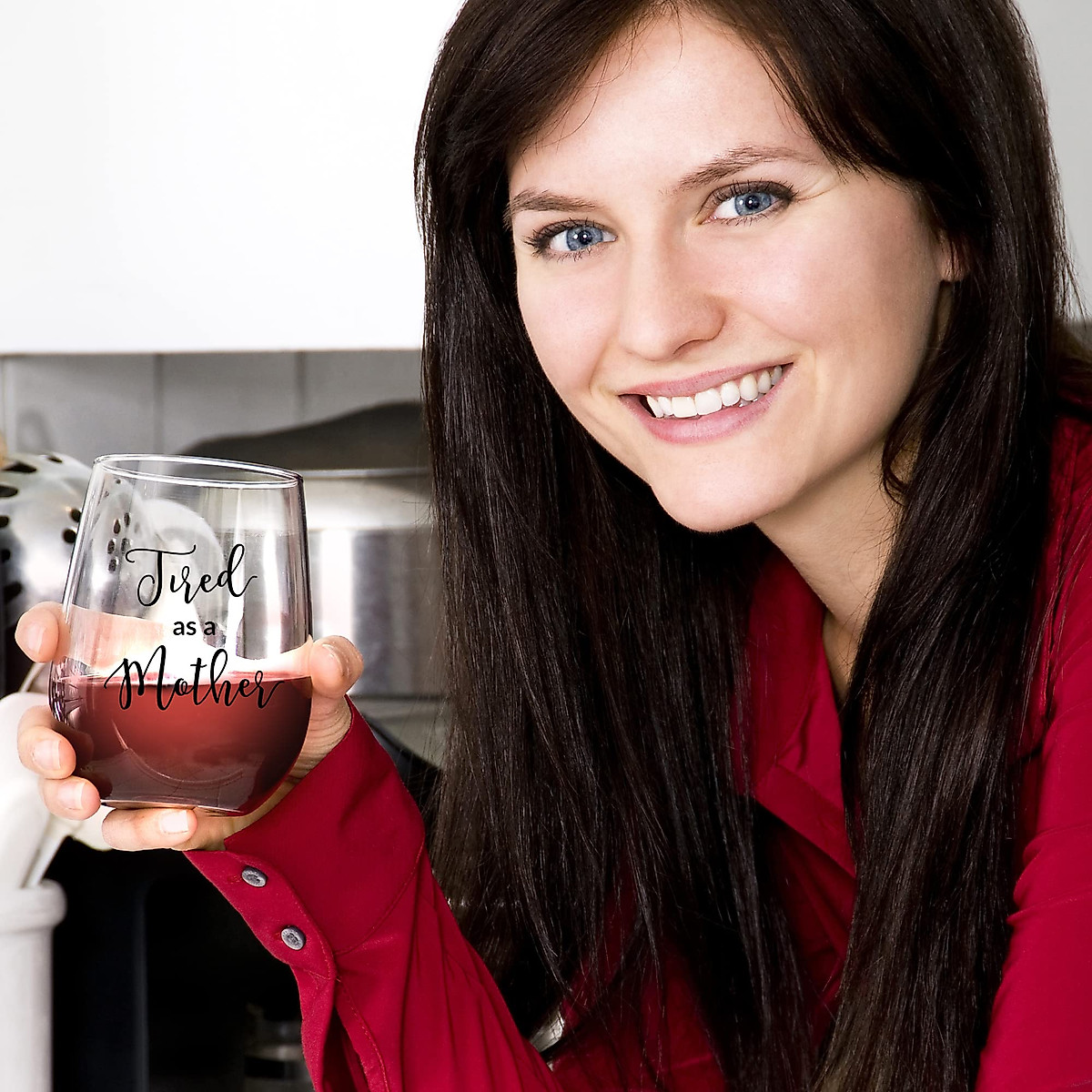 Momstir Tired as a Mother Funny Wine Glass, Gift Ideas For Working Mommies, The Perfect Present For Daughters, Mothers,& Grandmas From Husbands, Sons, & Dads 15oz for Moms