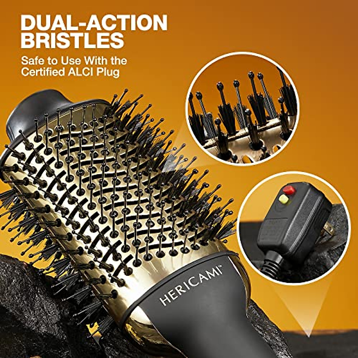 Professional Blowout Hair Dryer Brush, Pro 24K Gold One Step Hot Air Brush & Volumizer, Hair Straightener Brush and Hair Dryer Brush for Women