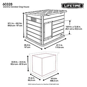 Lifetime Deluxe Dog House, Weather Protected with Adjustable Vents, Ideal Shelter for Medium to Large Dogs