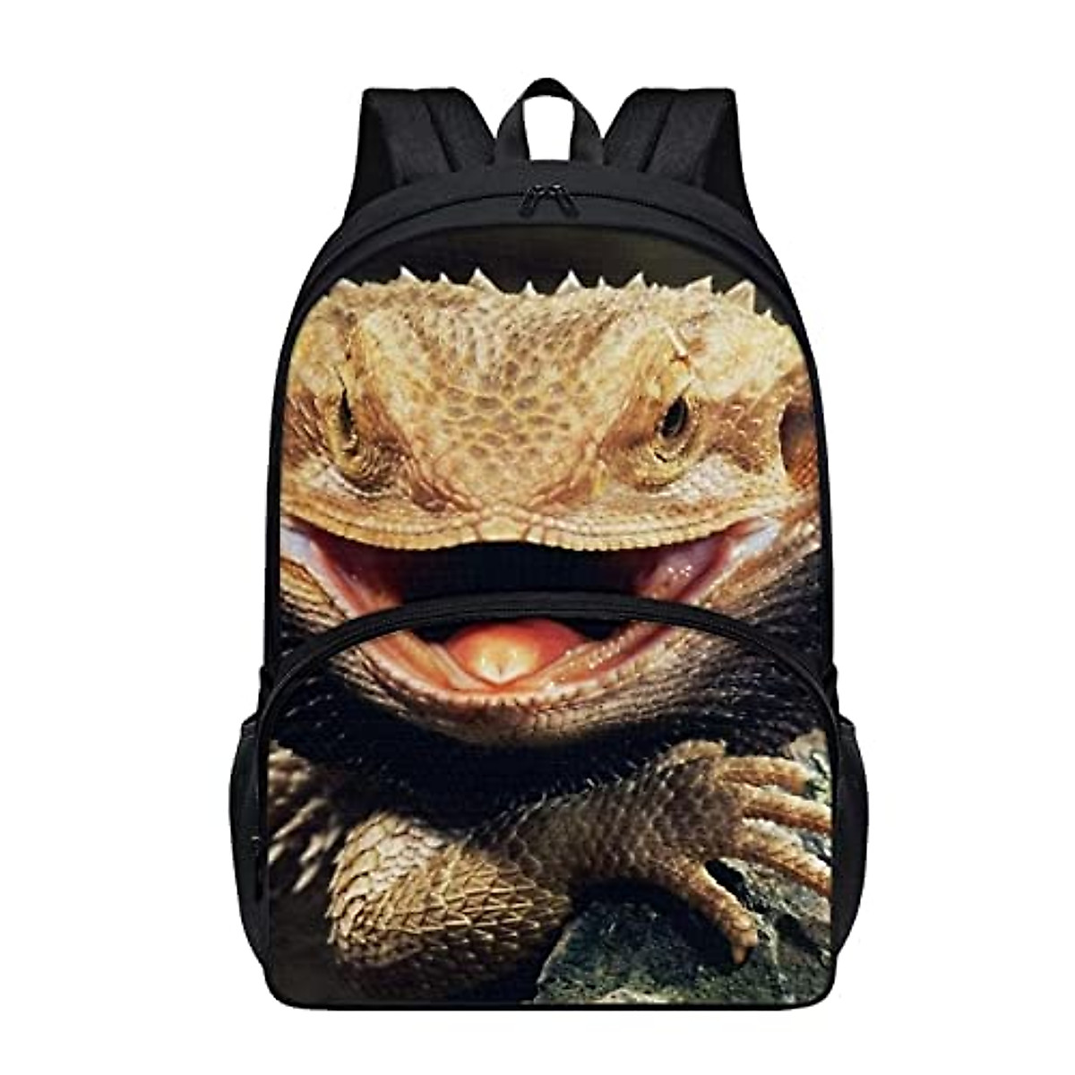 Glomenade Bearded Dragon Lizards Backpack for School Kids Boys Large Capacity Schoolbags with Side Pockets Durable Bookbags,17 Inches
