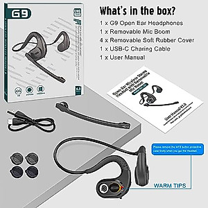 Giveet Bluetooth 5.3 Headset with Detachable Microphone, DSP Noise Cancelling Wireless Headset for Phone PC Laptop, Open Ear Comfort Headphones for Office Home Working Driving Running, 12 Hrs Playtime