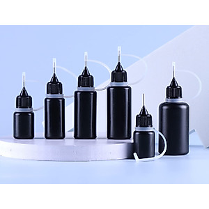 NANSHINE 12pcs 20ml(0.68oz) Black Needle Tip Glue Bottle Squeeze Bottle With 2pcs Funnel, Light-proof Plastic Bottle Reagent Dispensing Bottle Precision Tip Applicator Bottles