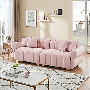 89" Oversized Loveseat Sofa, Modern Upholstered Velvet Cloud Couch, Deep Seat Sofa,Cozy Modern 3 Seater Couch with Gold Steel Leg Frame for Living Room, Bedroom, Apartment