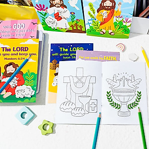 ANGOLIO 24Pcs Christian Religious Coloring Books Bulk for Kids DIY Art Drawing Book for Sunday School Prizes Back to School Classroom Rewards Church Activity Carnival Party Favors, 6 Styles
